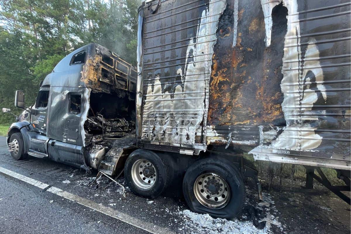 Semi catches fire on I-75