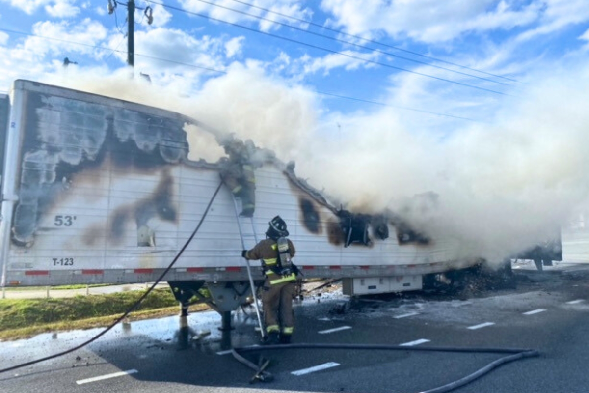 Fire destroys semi on US 301