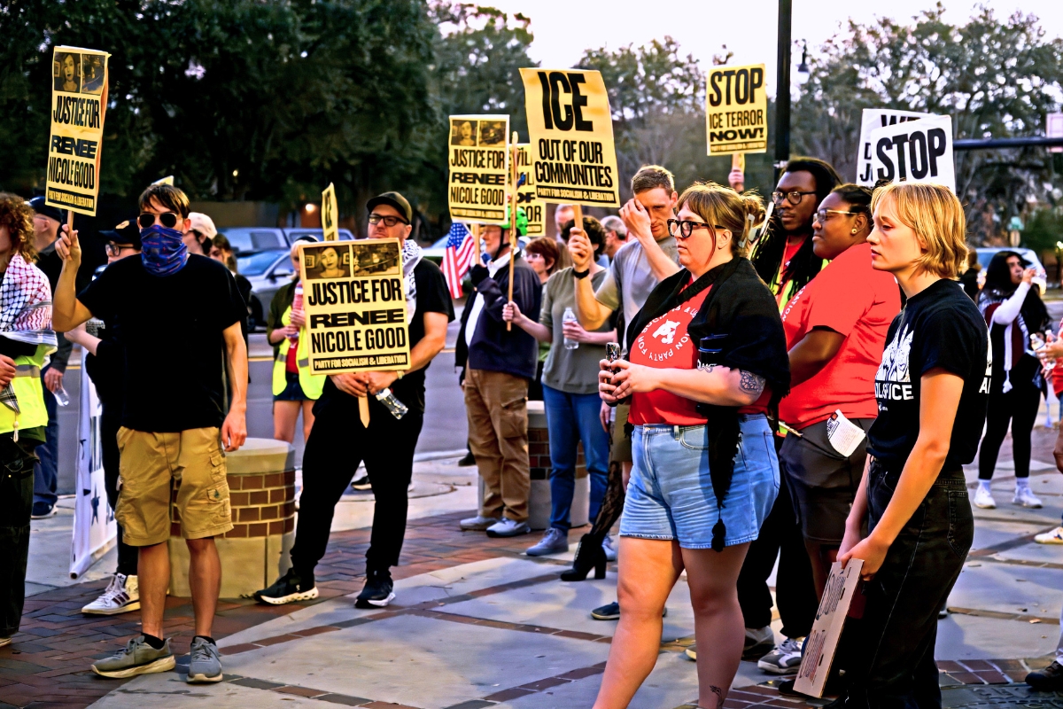 UF student groups protest ICE following shooting death
